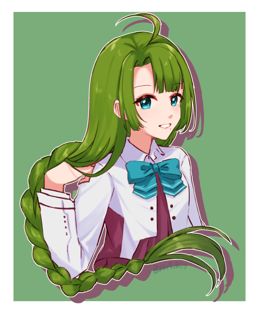 Safebooru 1girl Ahoge Aqua Bow Aqua Bowtie Blazer Blue Eyes Blunt 1959