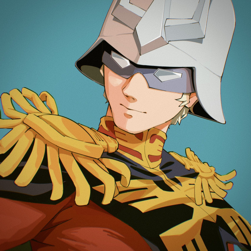 Safebooru - 1boy blonde hair blue background char aznable commentary ...