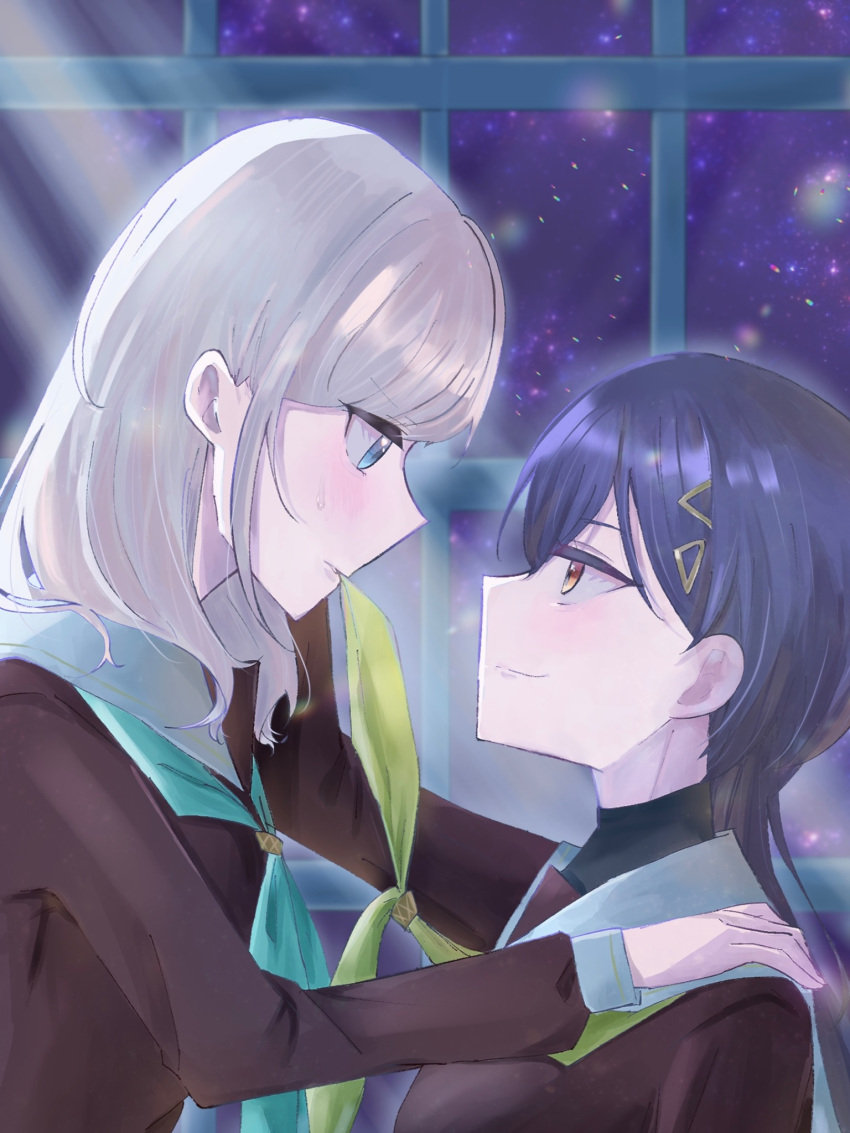 Safebooru - 2girls black hair blush brown dress ceras yanagida ...