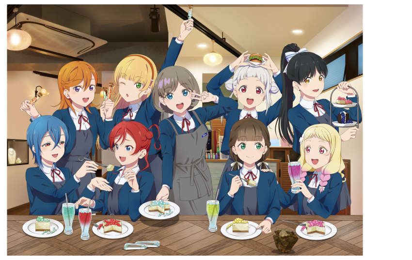 Safebooru - 6+girls absurdres arashi chisato artbook black hair blonde hair blue eyes blue hair ...