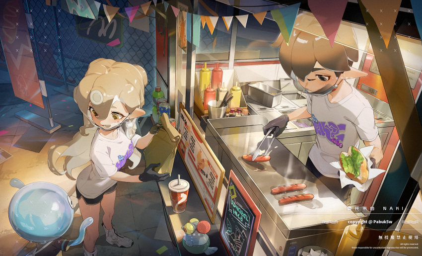 Safebooru - 1boy 1girl artist name bag black gloves black shorts boots ...