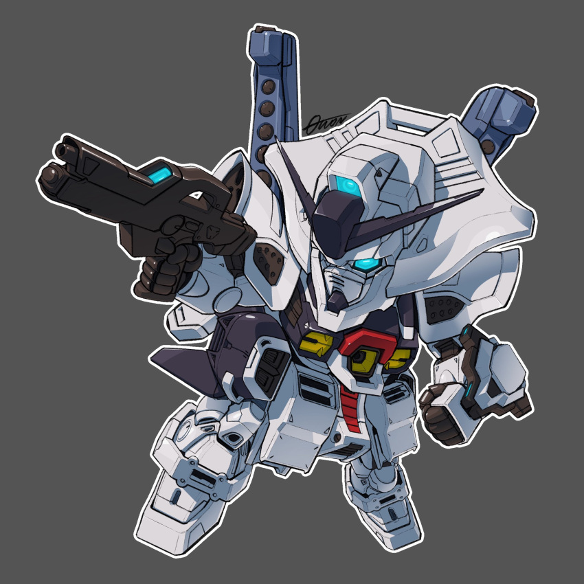 Safebooru - beam rifle blue eyes chibi energy gun english commentary ...