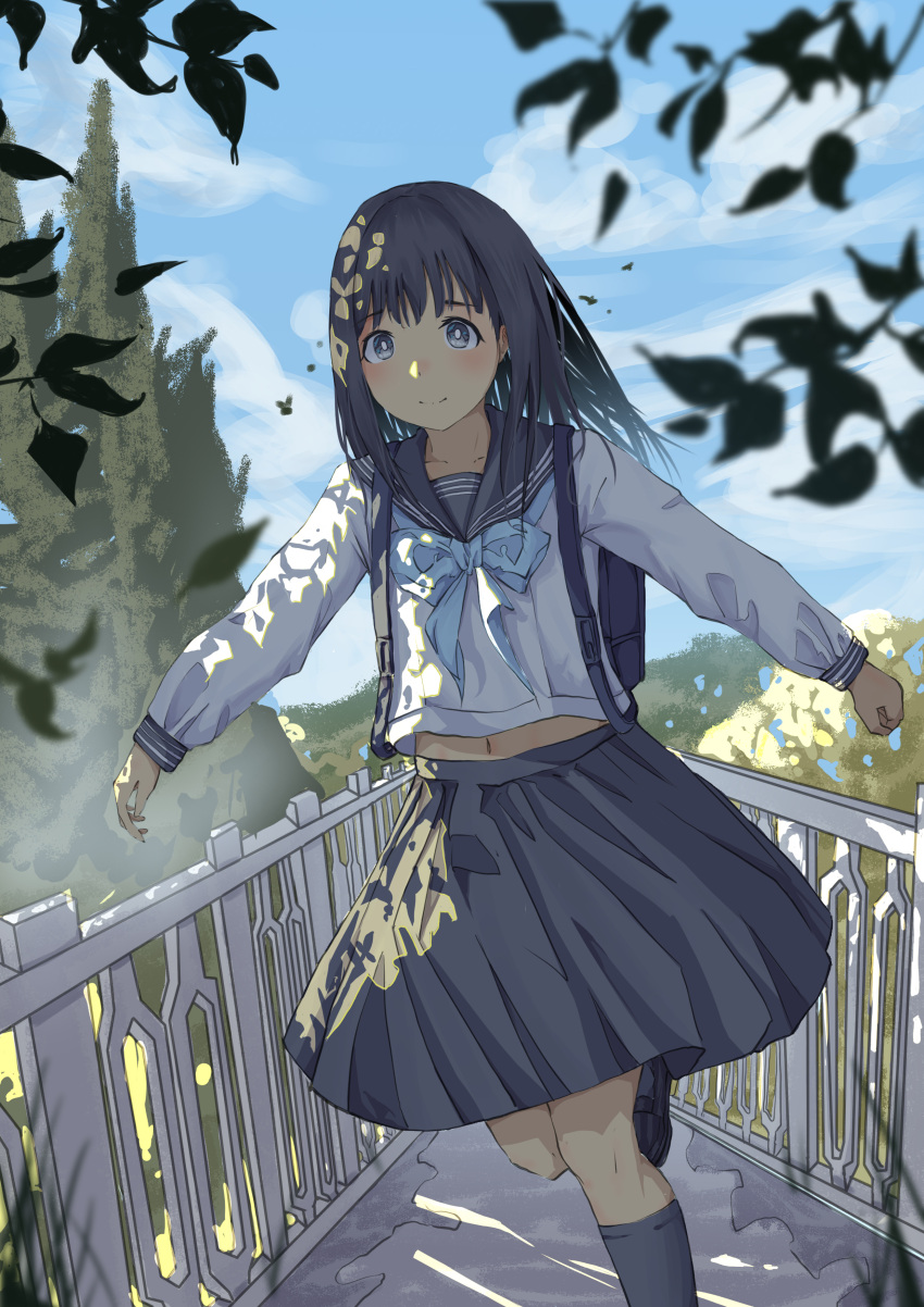 Safebooru - 1girl absurdres akebi-chan no serafuku akebi komichi bag black hair black skirt ...