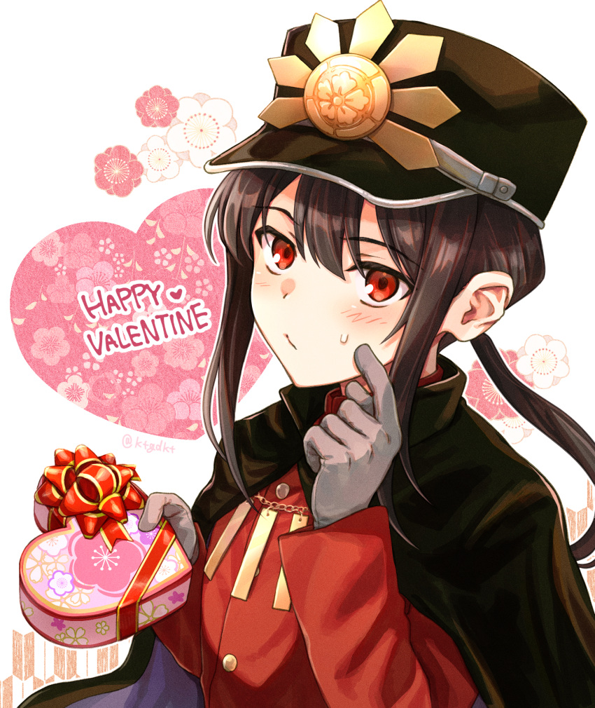 Safebooru - 1boy black cape black hair black hat blush bow box cape ...