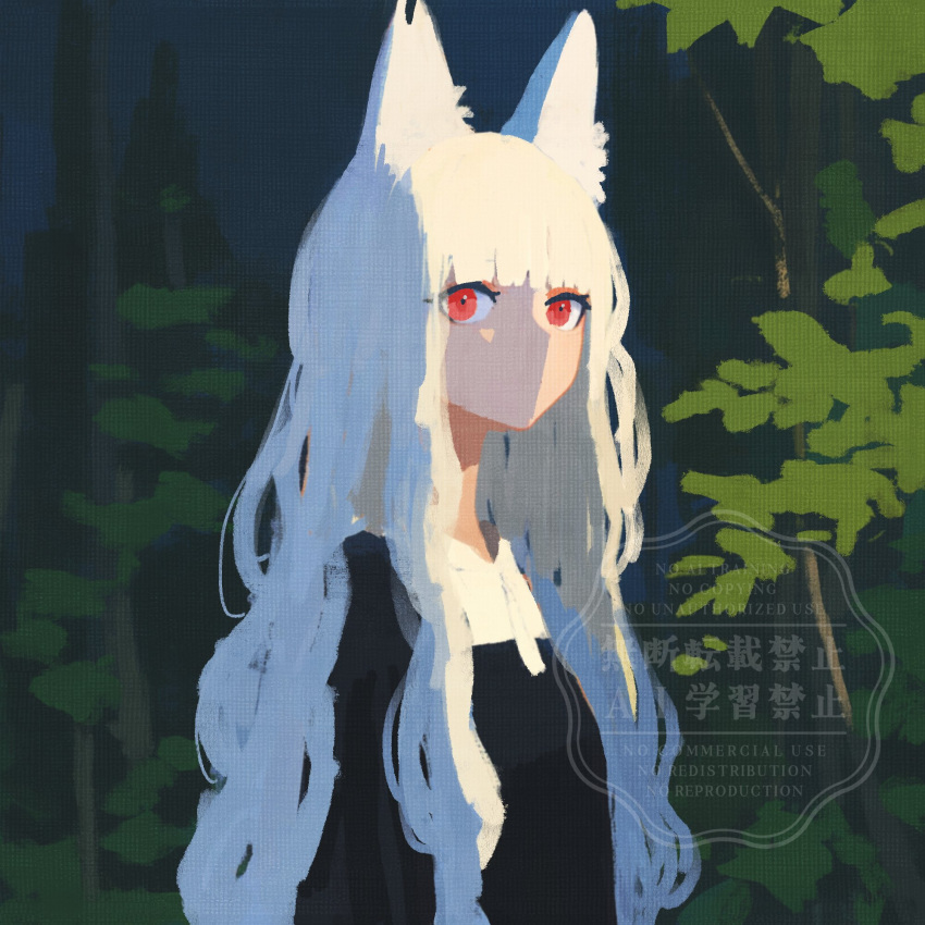 Safebooru - 1girl animal ear fluff animal ears black dress blunt bangs commentary request ...