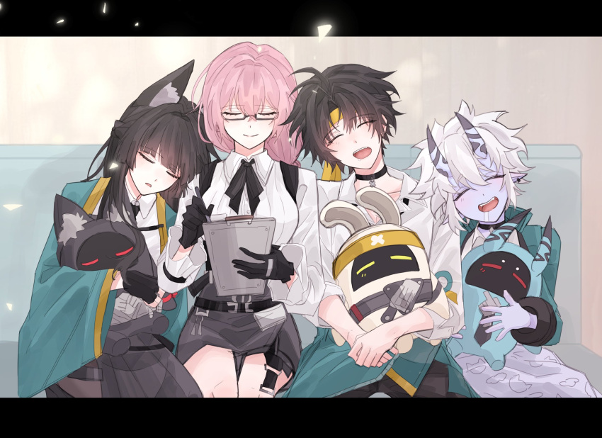 Safebooru - 1boy 3girls animal ears aqua jacket asaba harumasa bangboo (zenless zone zero) black ...