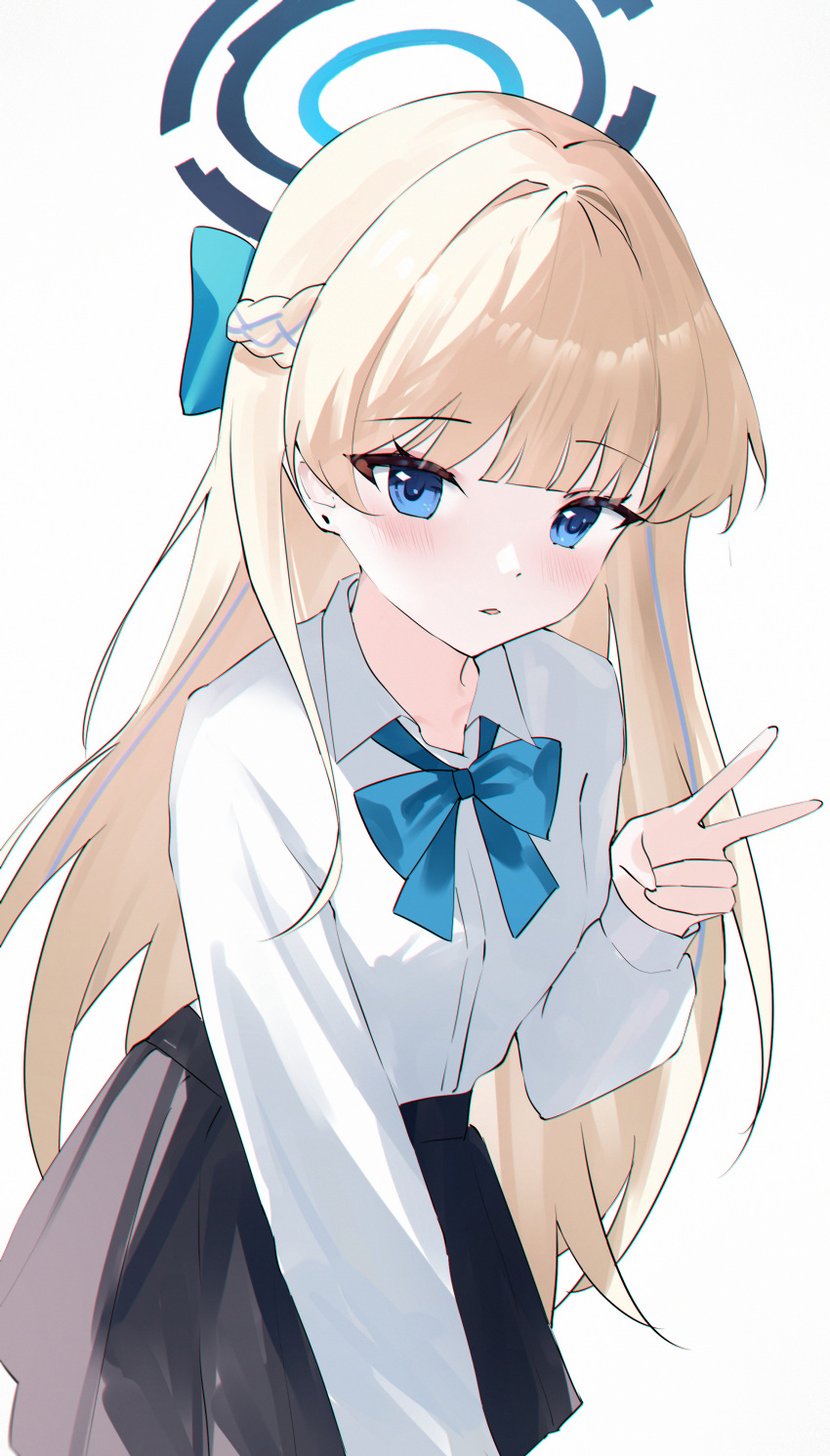 Safebooru - 1girl absurdres black skirt blonde hair blue archive blue bow blue bowtie blue eyes ...