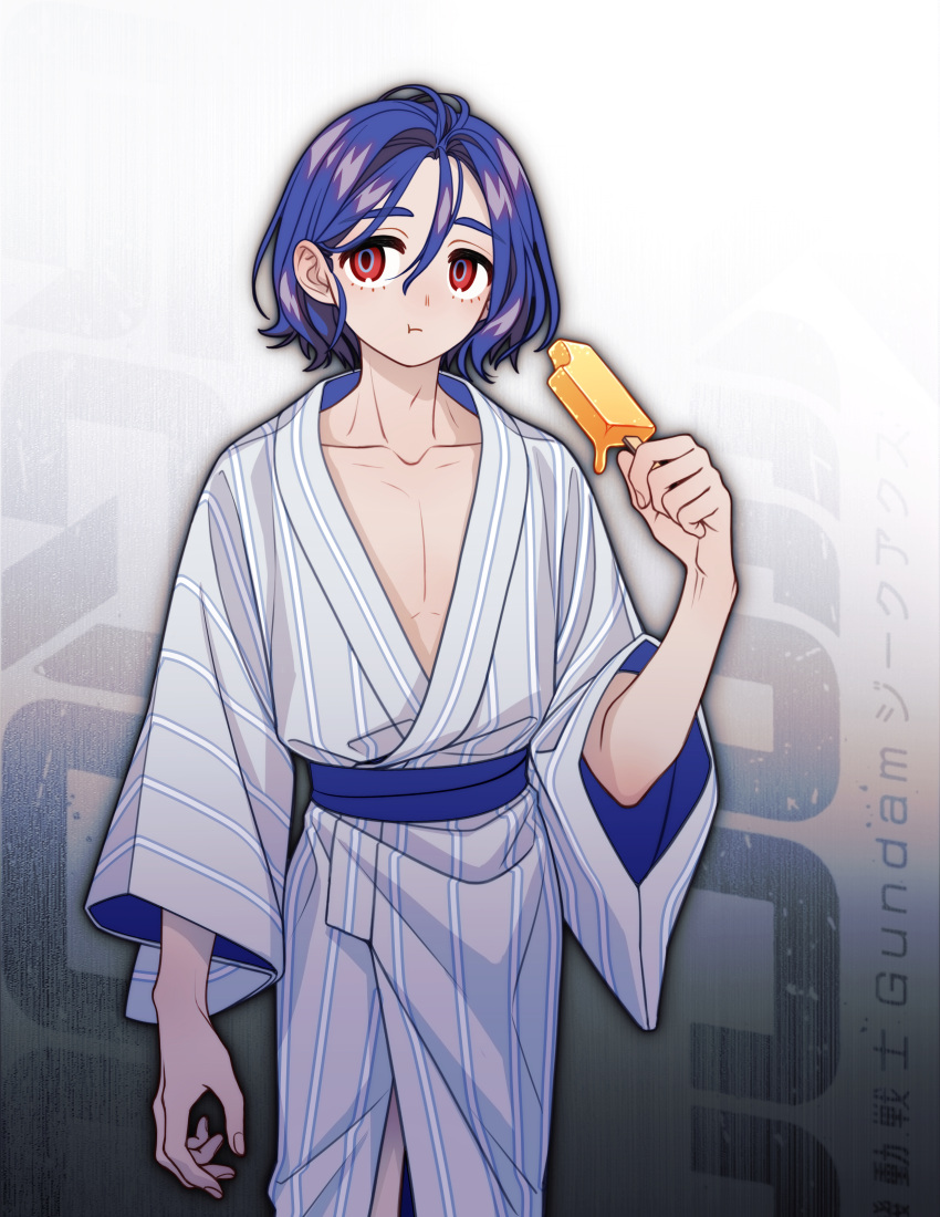 Safebooru - 1boy absurdres blue hair commentary request cowboy shot ...