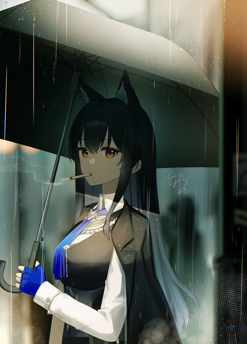 Safebooru - 1girl absurdres animal ear fluff animal ears arknights black hair black jacket black ...