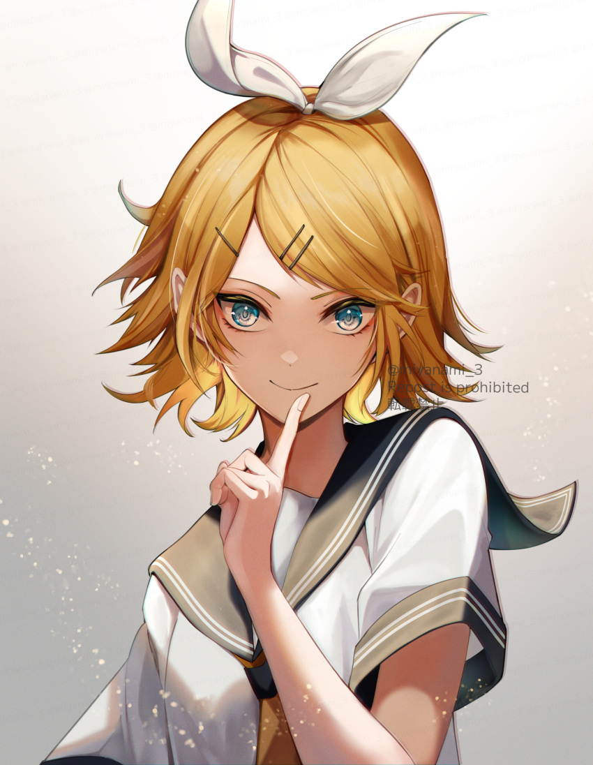 Safebooru - 1girl absurdres blonde hair blue eyes closed mouth detached sleeves hair ornament ...