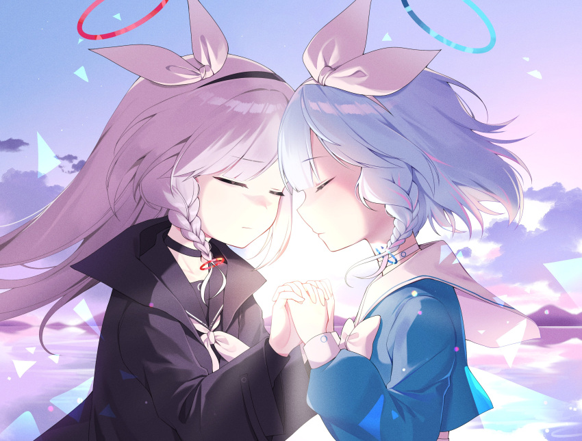 Safebooru - 2girls a.r.o.n.a (blue archive) absurdres arona (blue archive) backlighting black ...