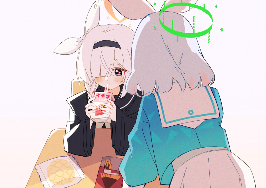 Safebooru - 2girls a.r.o.n.a (blue archive) arona (blue archive) black eyes black hairband black ...