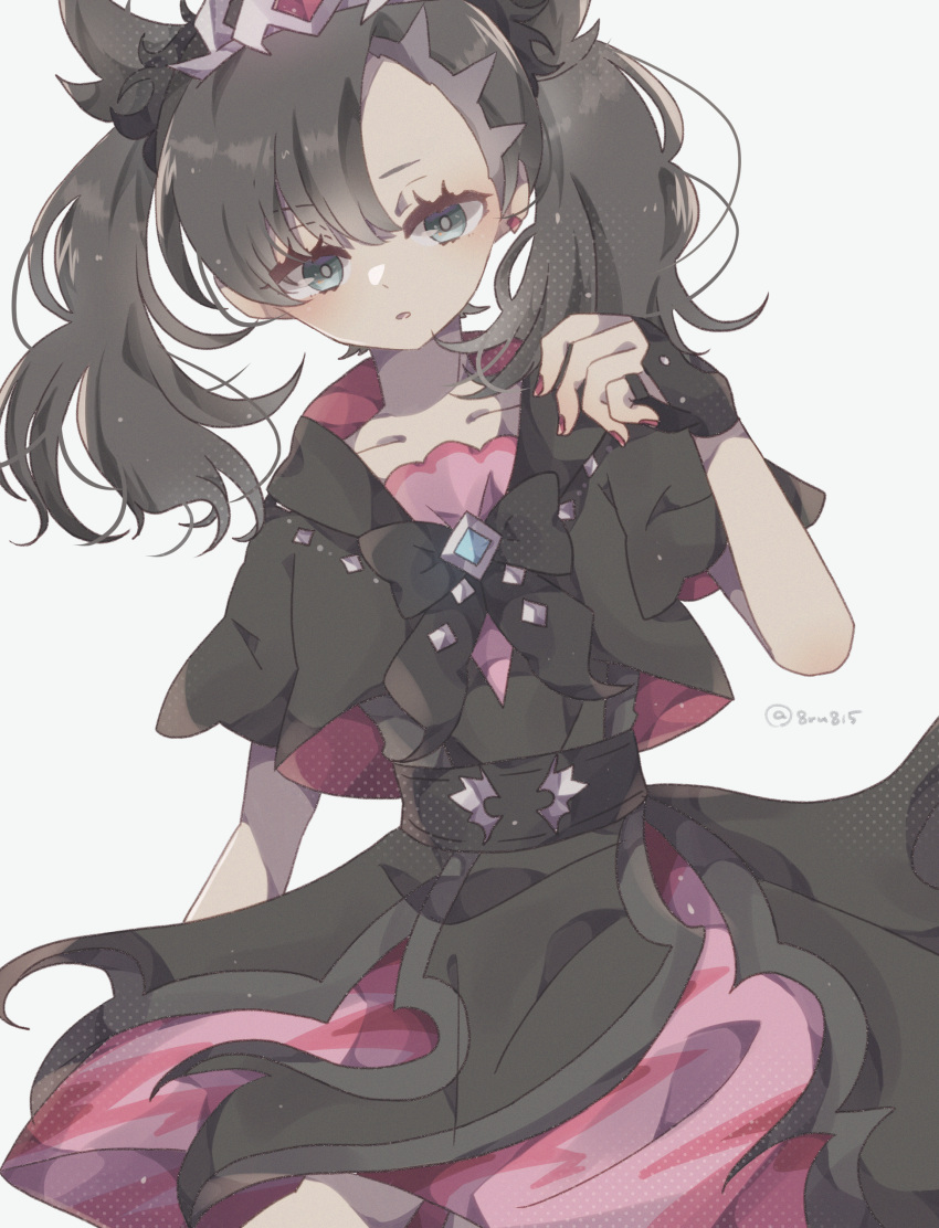 Safebooru - 1girl absurdres asymmetrical bangs belt black belt black bow black dress black hair ...