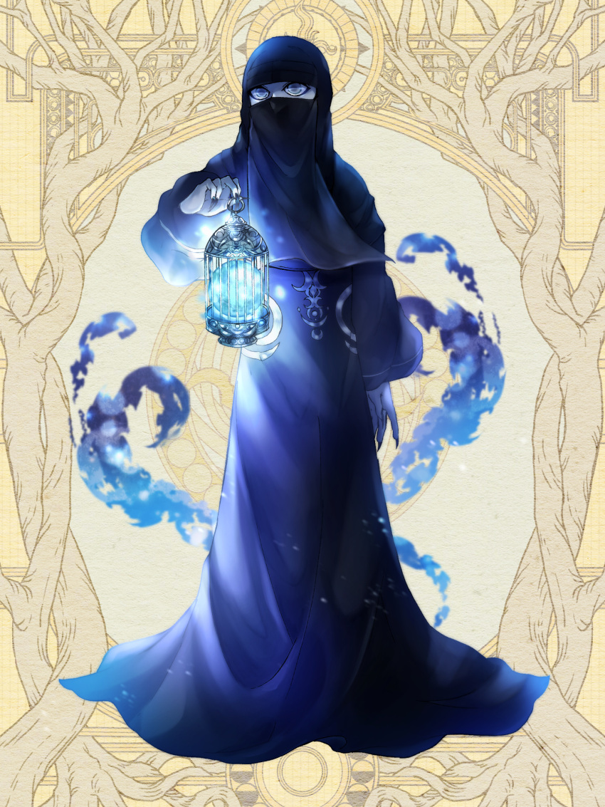Safebooru - 1other arm at side black nails black robe burqa colored ...