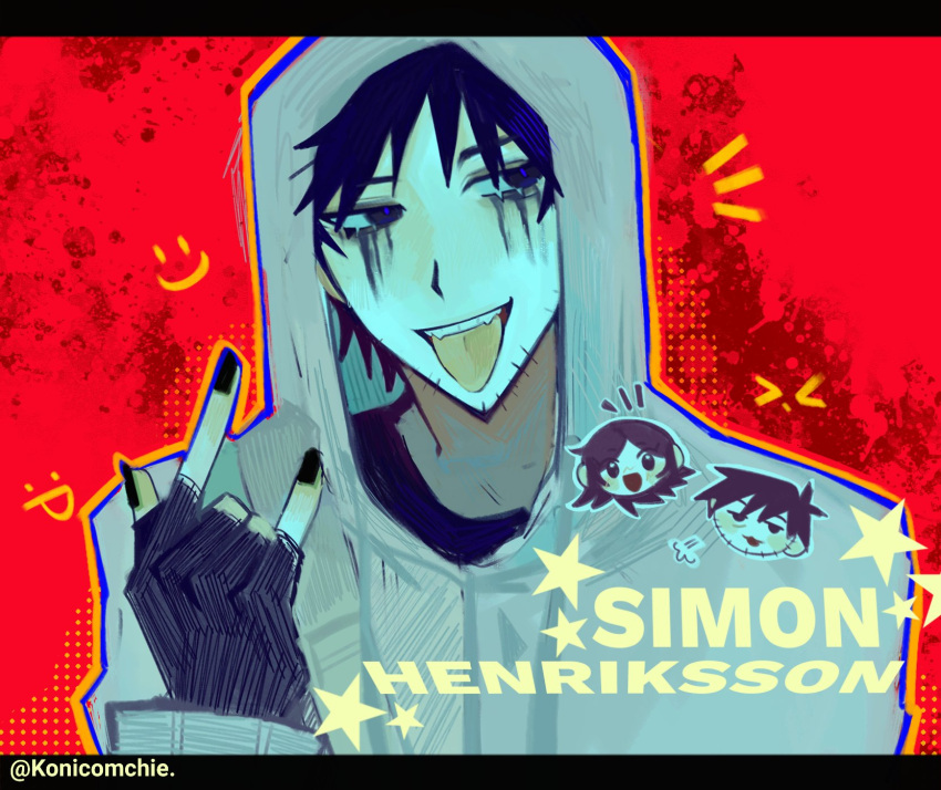 Safebooru - 1boy \n/ beard stubble black eyes black hair black nails ...