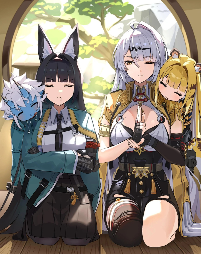 Safebooru - animal ears fox ears hoshimi miyabi ju fufu long hair meditation multiple girls ...