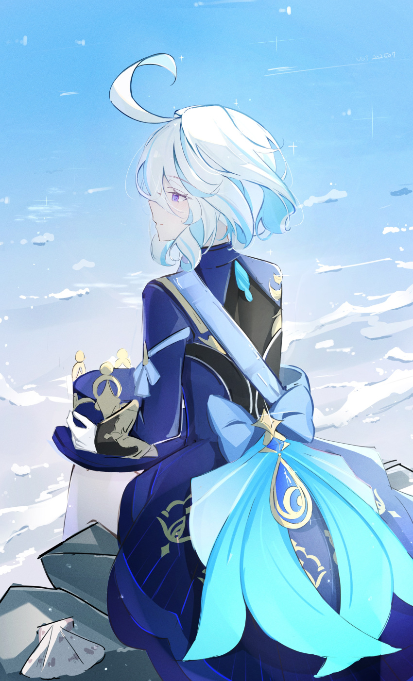 Safebooru - 1girl absurdres back bow blue bow blue coat blue eyes blue ...