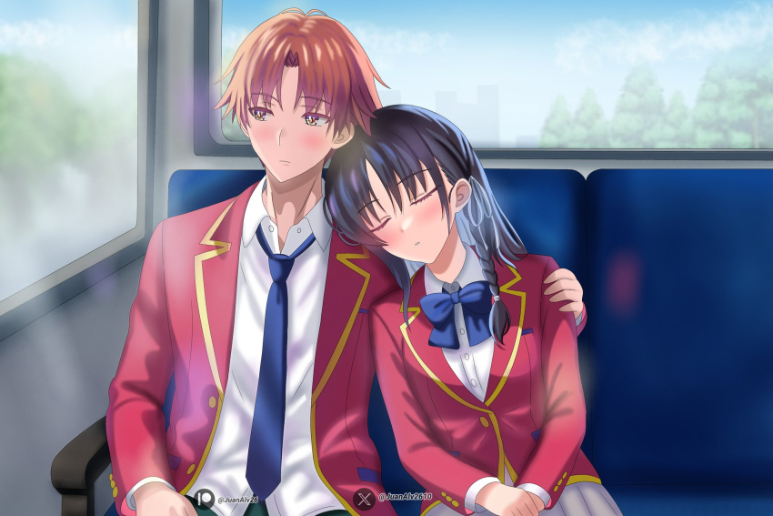 Safebooru - 1boy 1girl advanced nurturing high school uniform ayanokouji kiyotaka black hair ...