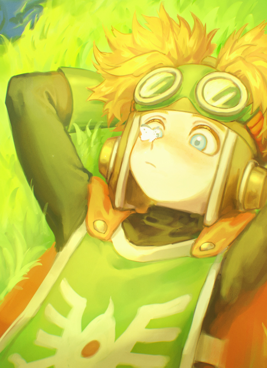 Safebooru - 1boy absurdres arms behind head black bodysuit blue eyes ...