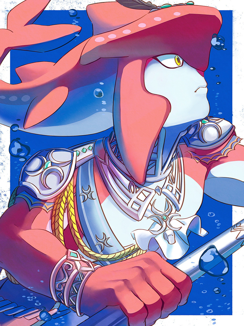 Safebooru - 1boy absurdres aiguillette air bubble armor arms up ascot ...