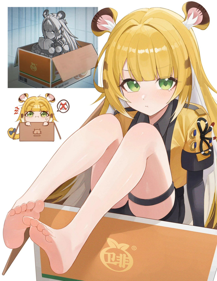 Safebooru - 1girl animal ears cardboard box ju fufu long hair tiger ears tiger tail zenless zone ...