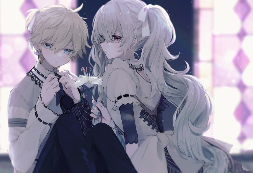 Safebooru - 1boy 1girl 25-ji len 25-ji miku 25-ji nightcord de. (project sekai) aqua eyes aqua ...