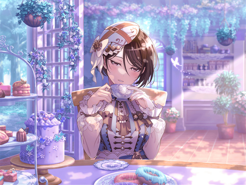 Safebooru - bang dream! black hair blush dress short hair violet eyes wink yashio rui | 4302958