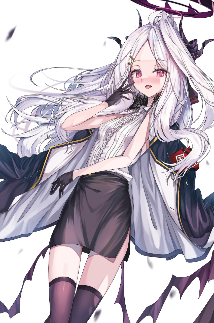 Safebooru - 1girl absurdres ahoge alter (kxk7357) armband black coat black gloves black skirt ...