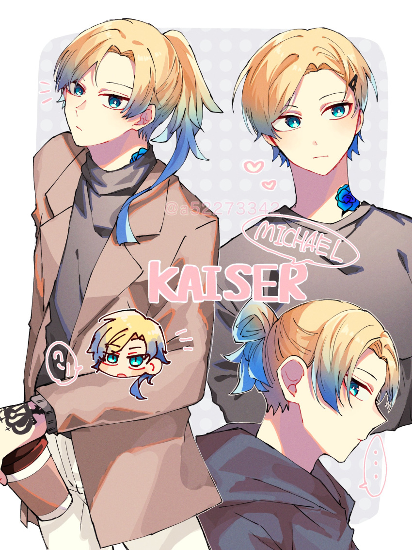 Safebooru - 1boy a52273342 absurdres blonde hair blue eyes blue flower ...