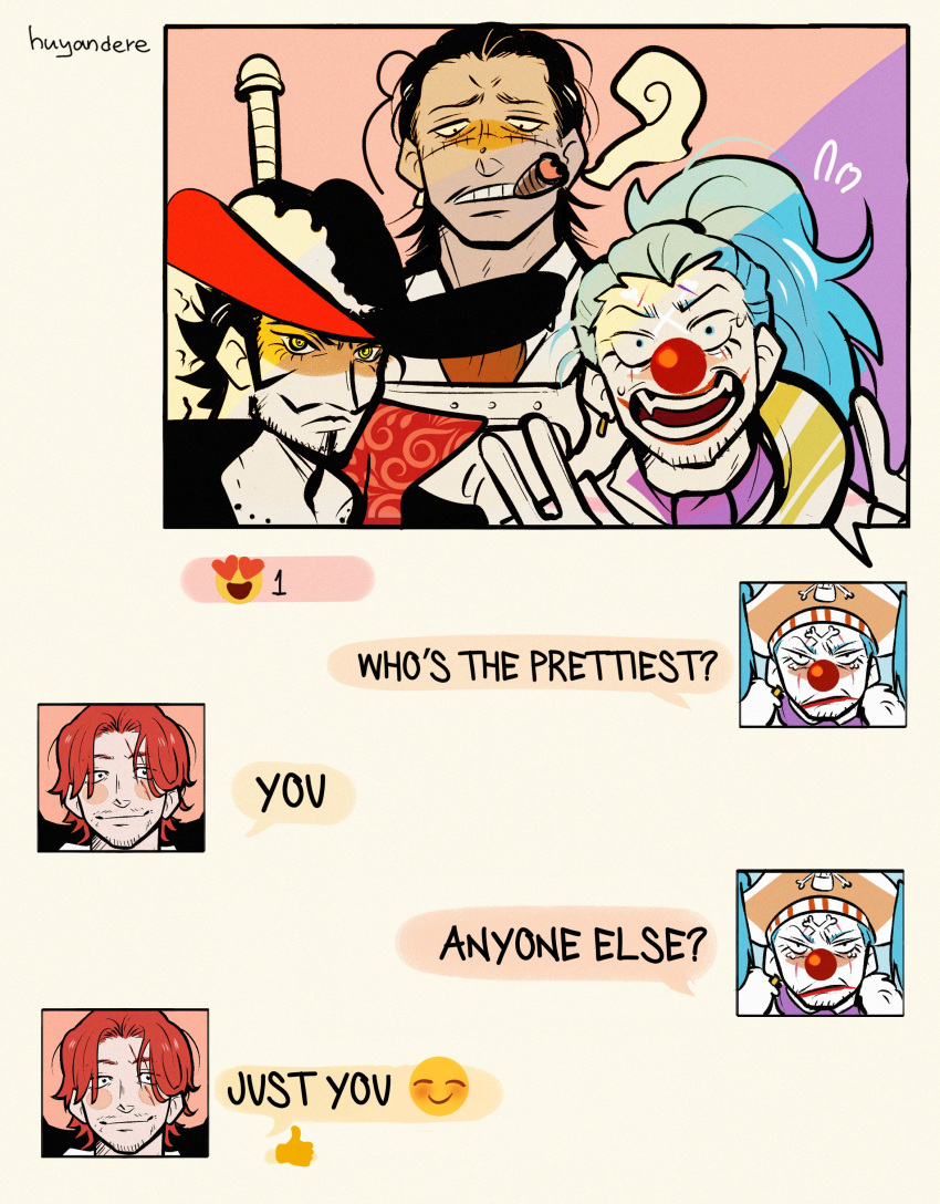 Safebooru - absurdres artist name beard blue hair buggy the clown cigar ...