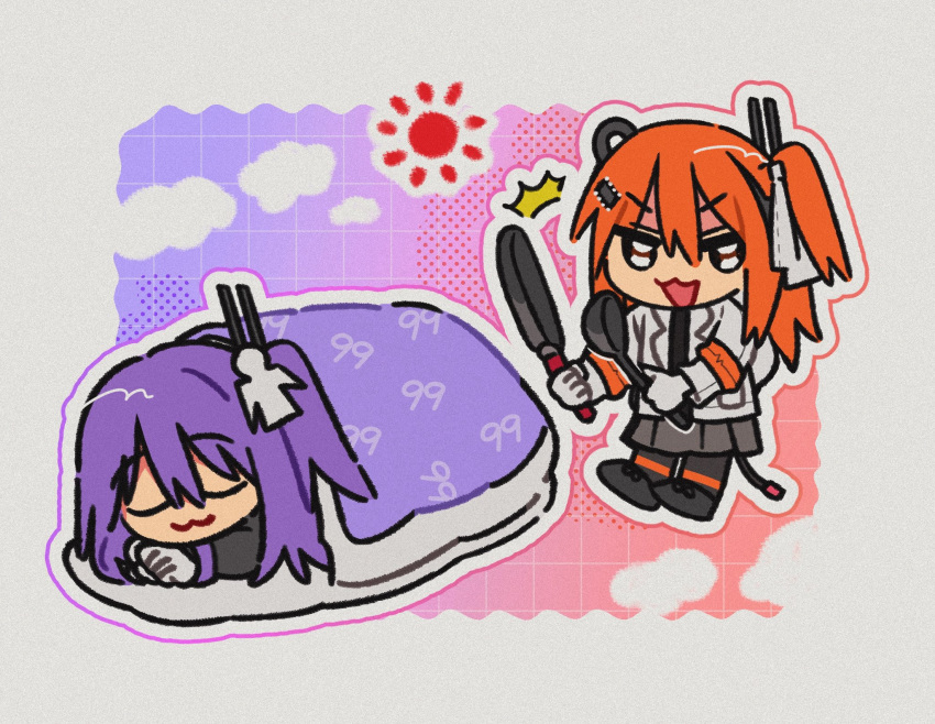 Safebooru - 2girls :3 a.i. voice adachi rei border chibi chibi only ...