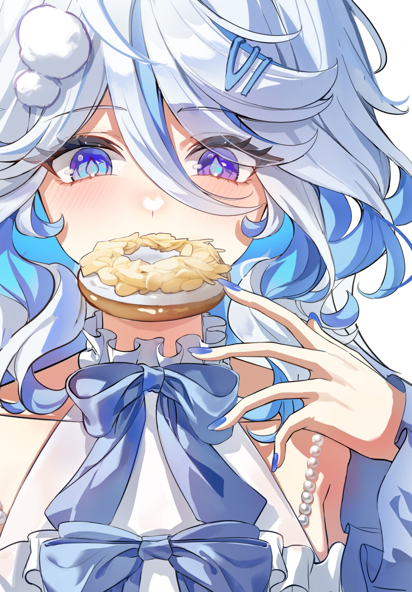 Safebooru - 1girl absurdres blue bow blue eyes blue hair blush bow ...