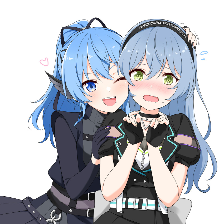 Safebooru - 2girls :d @ @ asahi rokka bang dream! belt belt buckle black choker black gloves ...