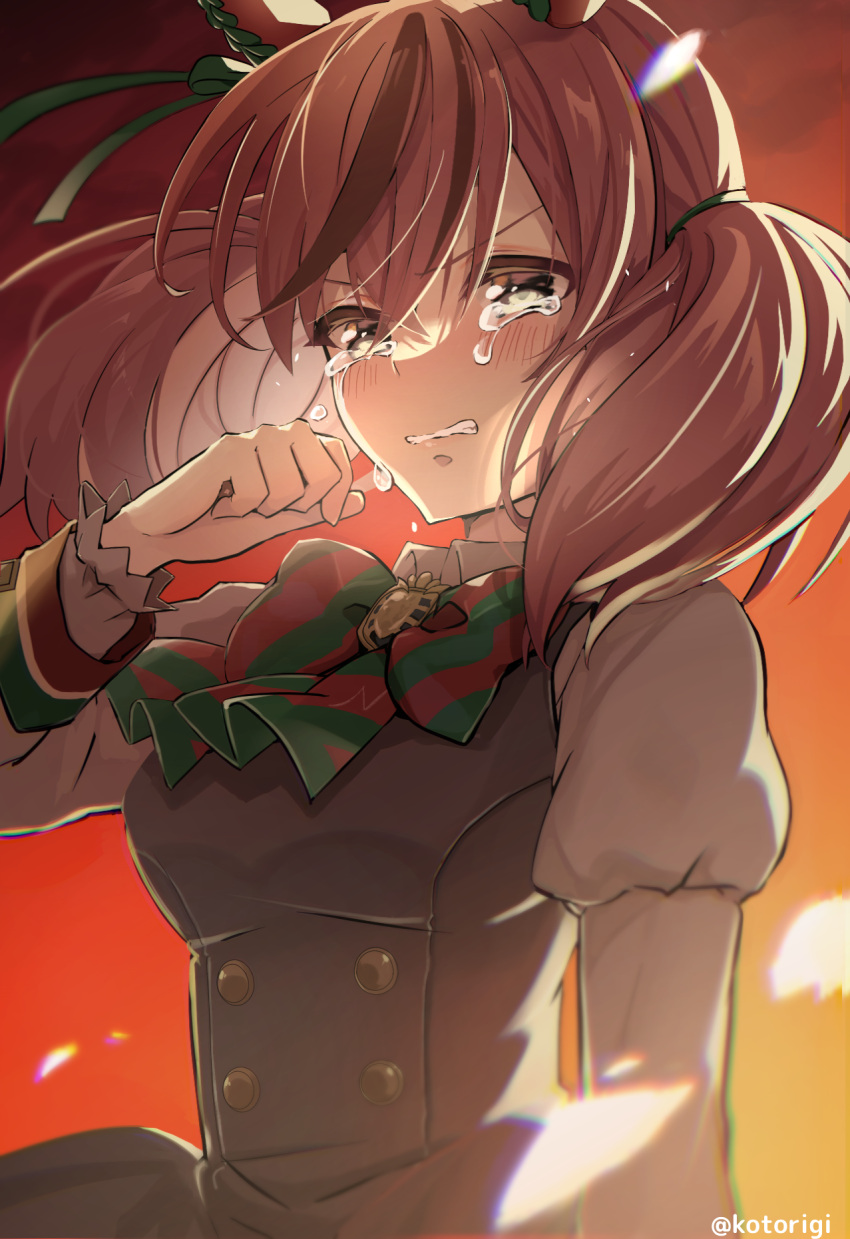 Safebooru - 1girl animal ears bow bowtie brown eyes brown hair crying crying with eyes open ...