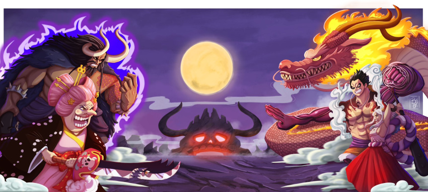 Safebooru - 2girls artist name belenwhite art black hair charlotte linlin dragon facial hair ...