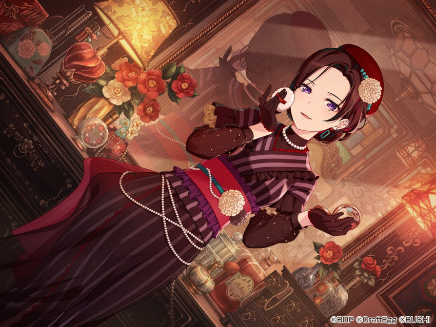 Safebooru - 1girl bang dream! black gloves black hair black kimono flower gloves japanese ...
