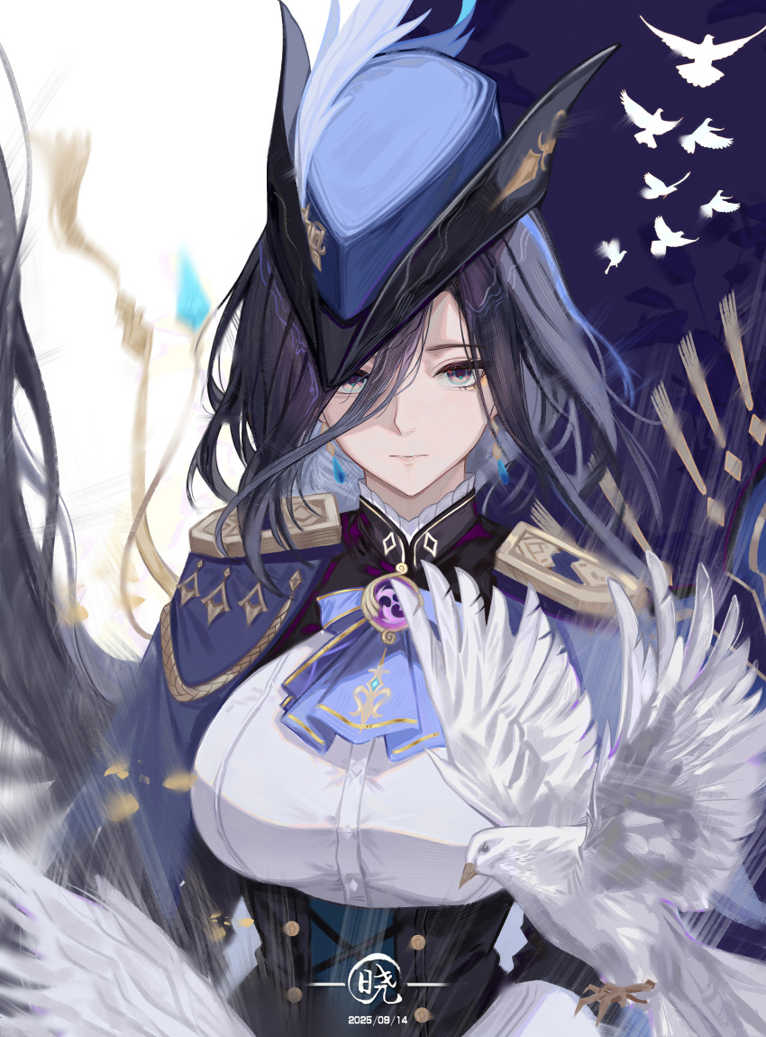 Safebooru - 1girl absurdres ascot bird blue ascot clorinde (genshin ...