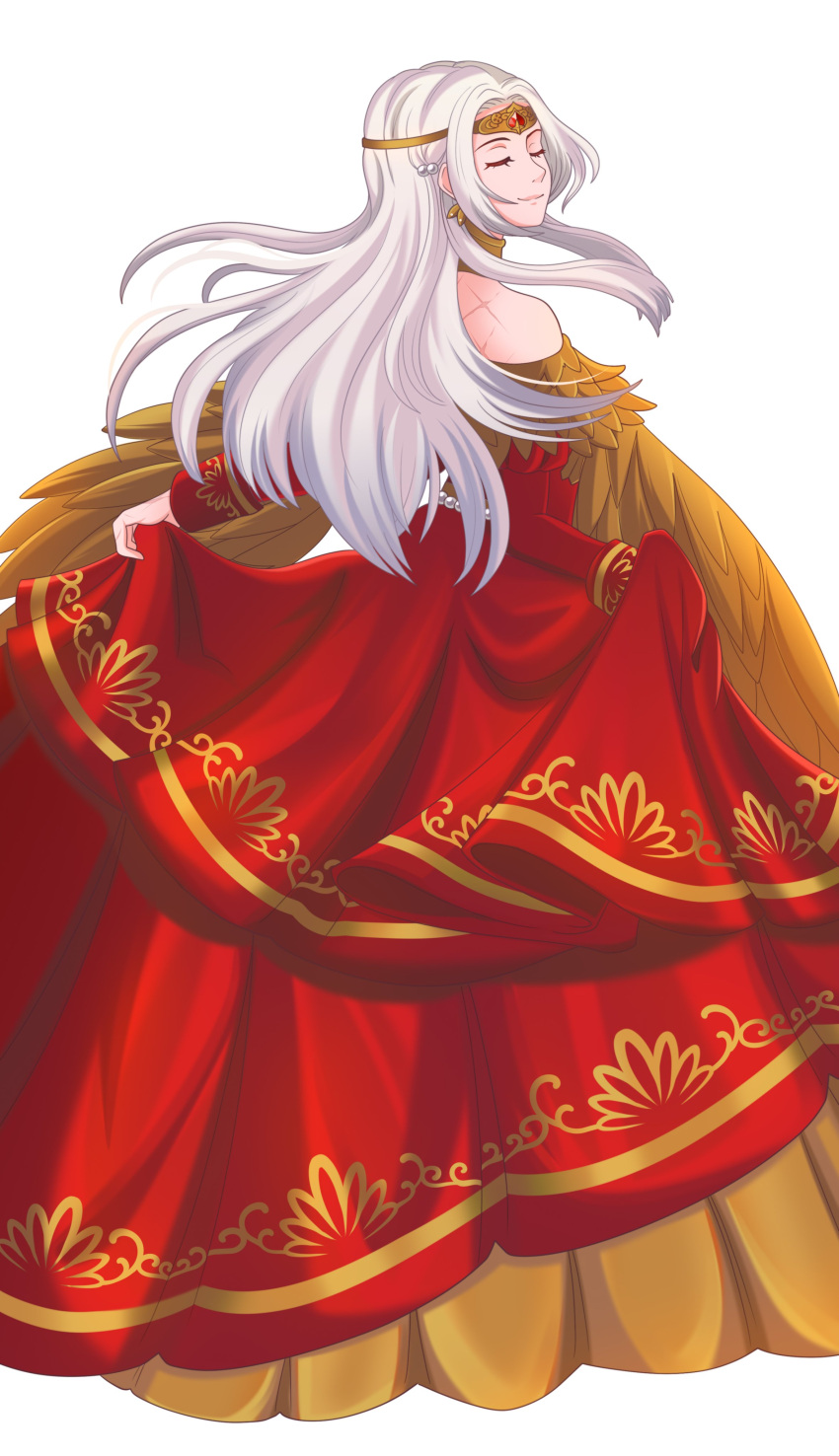 Safebooru - 1girl absurdres back bare shoulders circlet closed eyes ...