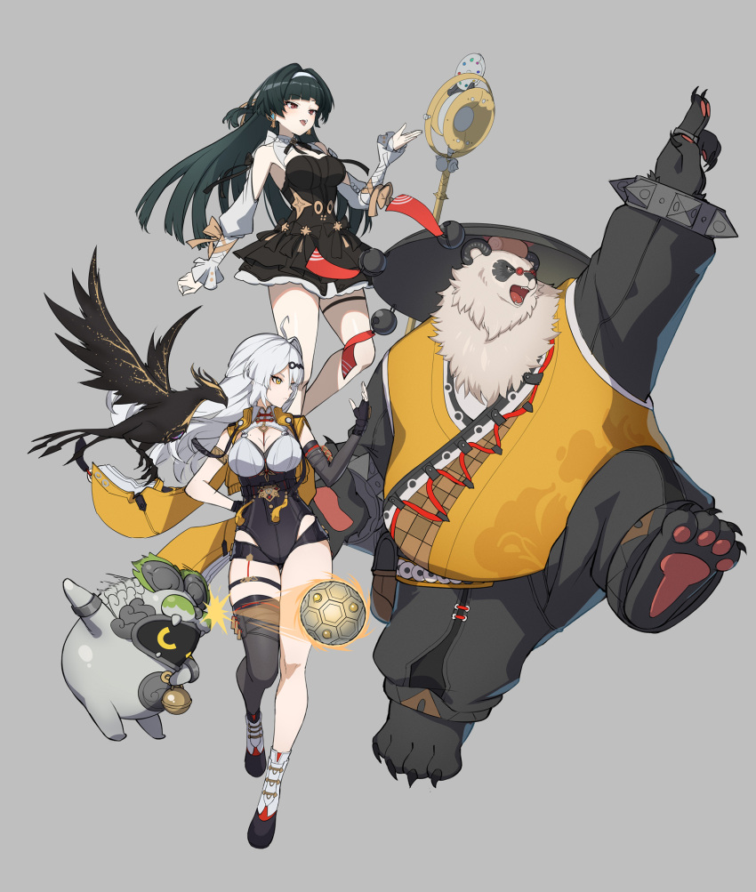 Safebooru - 1boy 2girls 2others animal ears arm up armband astra yao astra yao (chandelier ...
