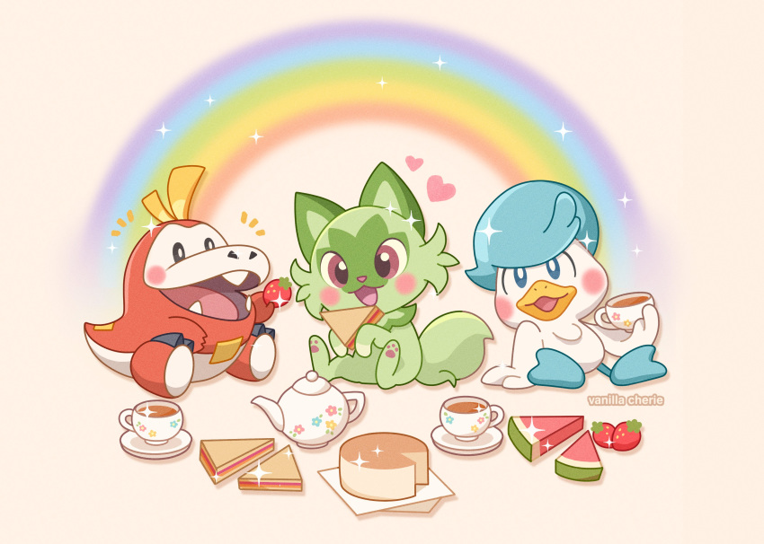 Safebooru - absurdres artist name blush cake cup food fruit fuecoco ...