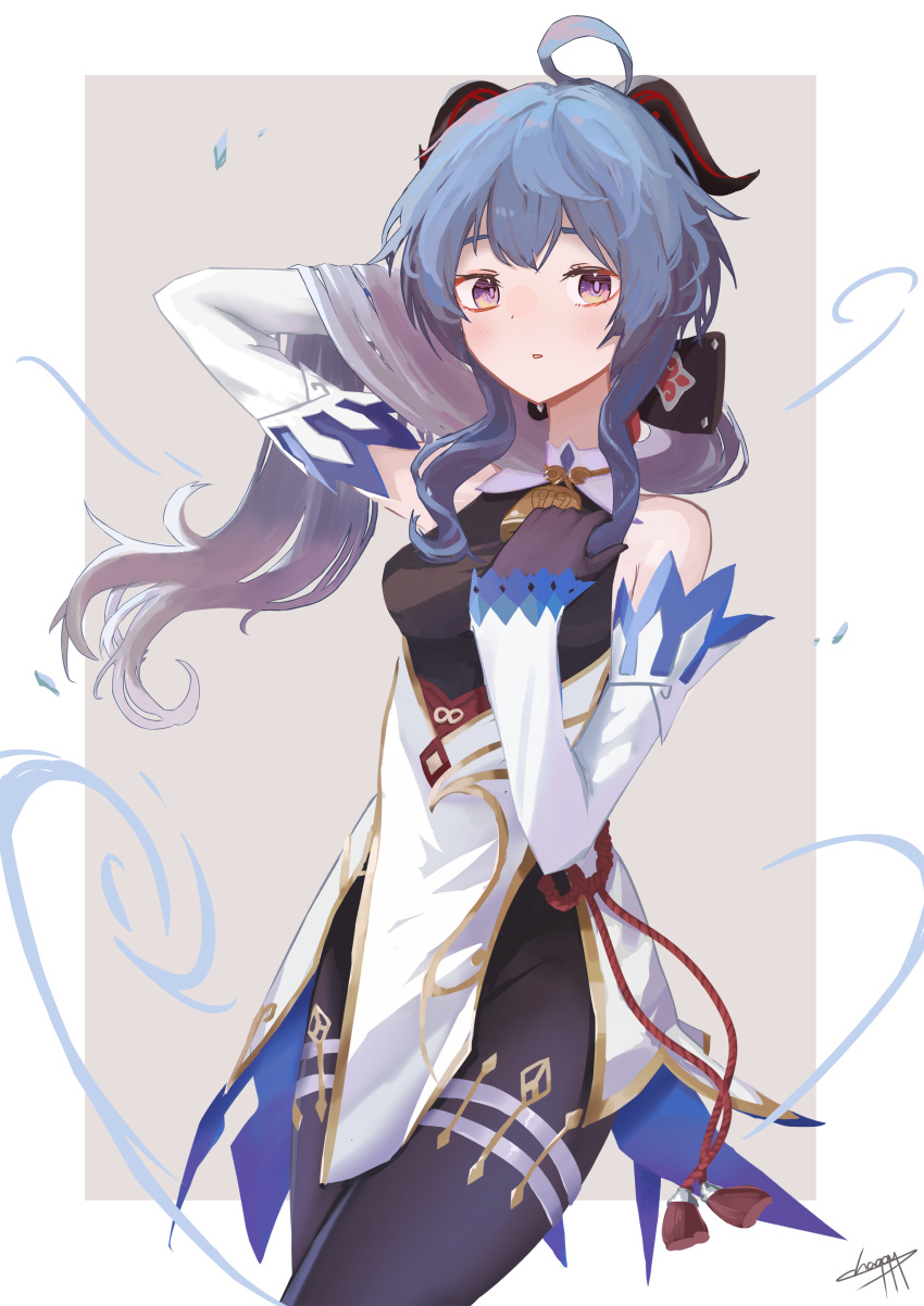 Safebooru - 1girl absurdres adjusting hair ahoge arm behind head bell ...