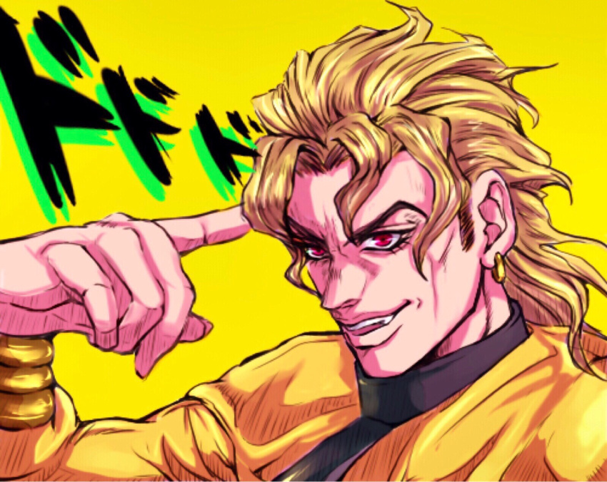 Safebooru - 1boy blonde hair bracelet dio brando dodododo earrings eyelashes fangs highres ...