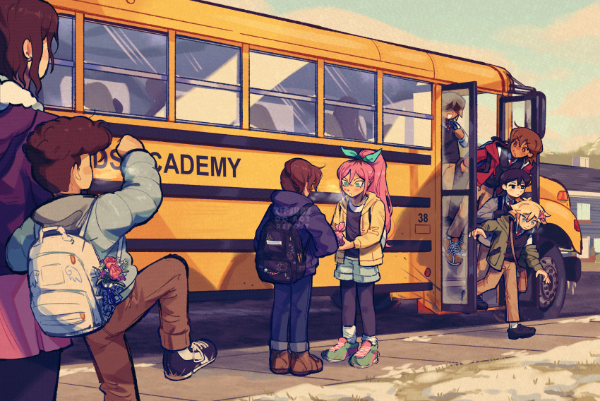 Safebooru - 3girls 5boys absurdres angel (omori) basil (omori) black ...