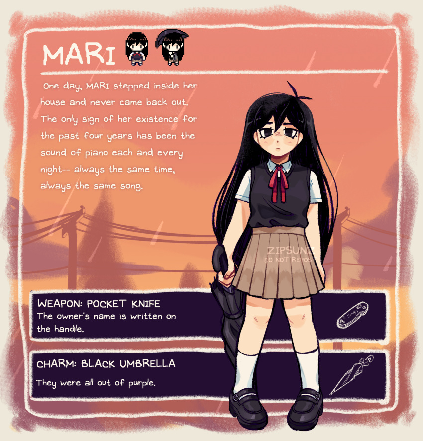 Safebooru - 1girl artist name black eyes black footwear black hair character name closed mouth ...