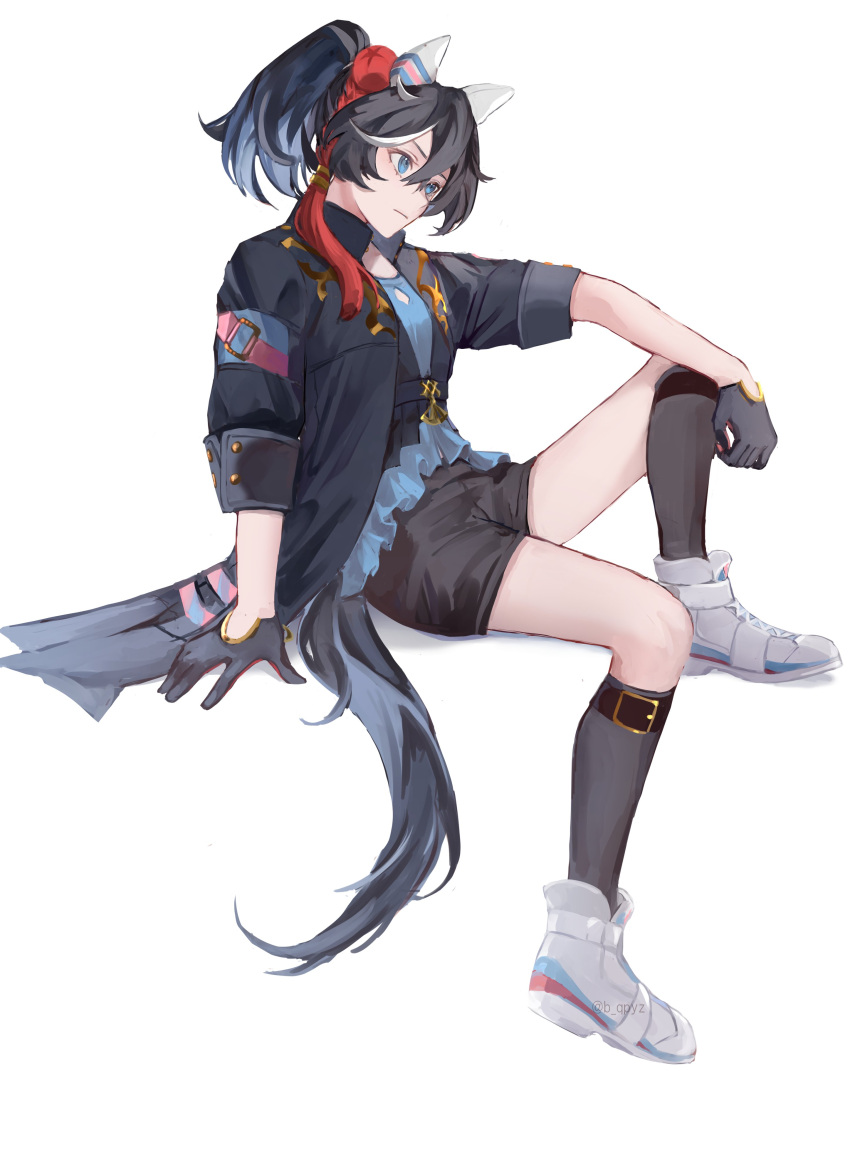 Safebooru - 1girl absurdres animal ears b qpyz black coat black footwear black gloves black hair ...
