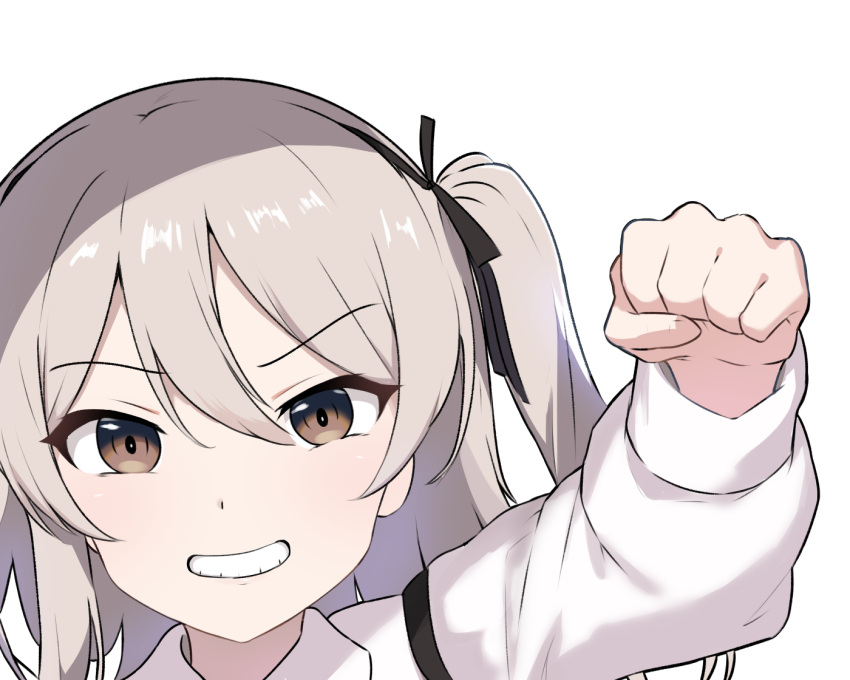 Safebooru - 1girl amogan brown eyes clenched hand girls und panzer grin ...