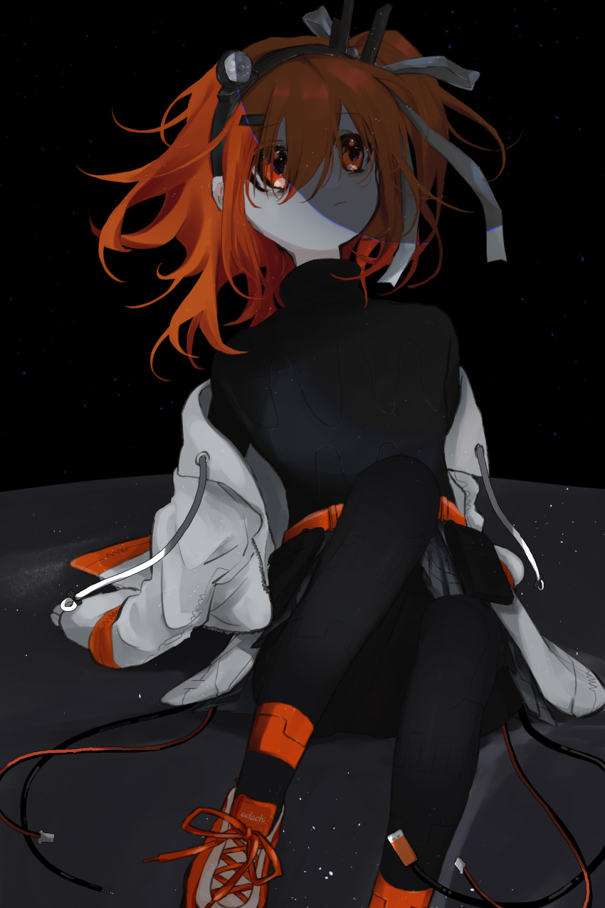 Safebooru - 1girl a.i. voice absurdres adachi rei arm support belt belt pouch black hairband ...