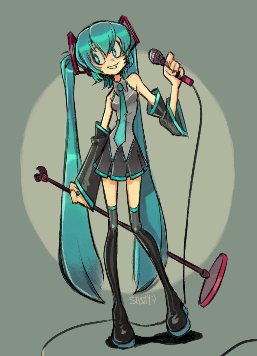 Safebooru - aqua eyes aqua hair aqua necktie aqua trim bare shoulders ...