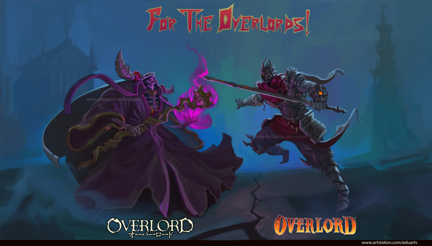 Safebooru - 2boys absurdres ainz ooal gown armor copyright logo eduardo ...