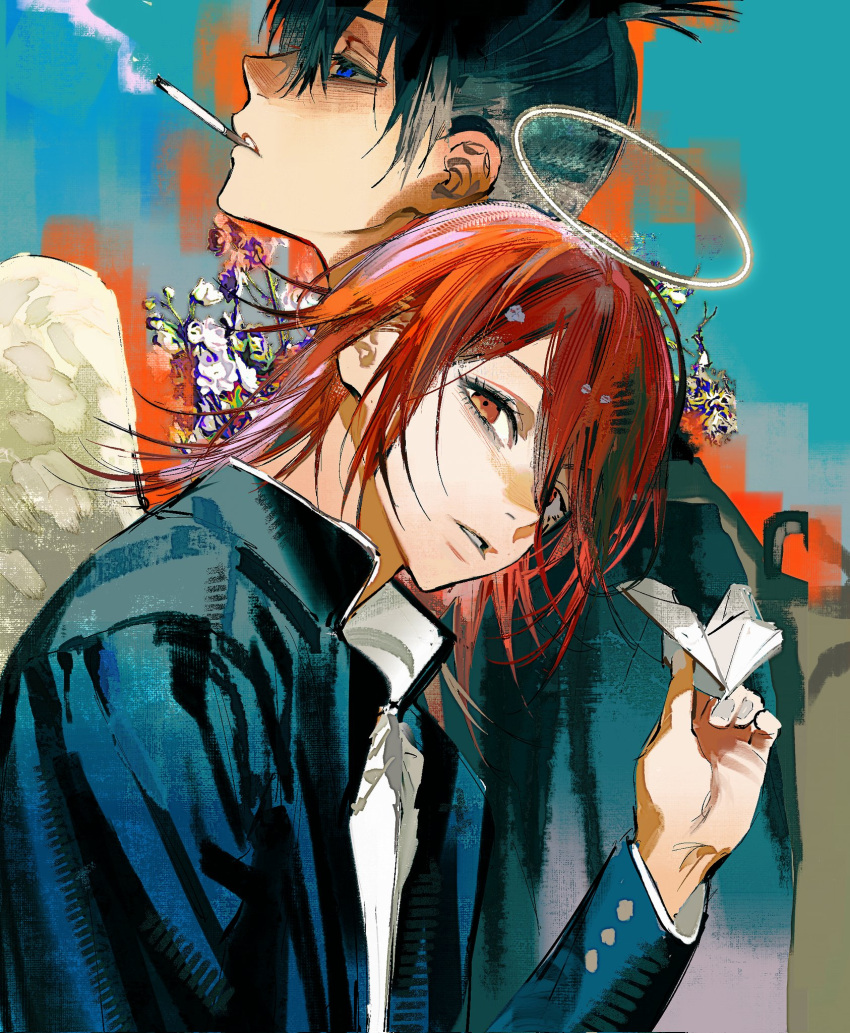 Safebooru - 2boys androgynous angel devil (chainsaw man) angel wings ...